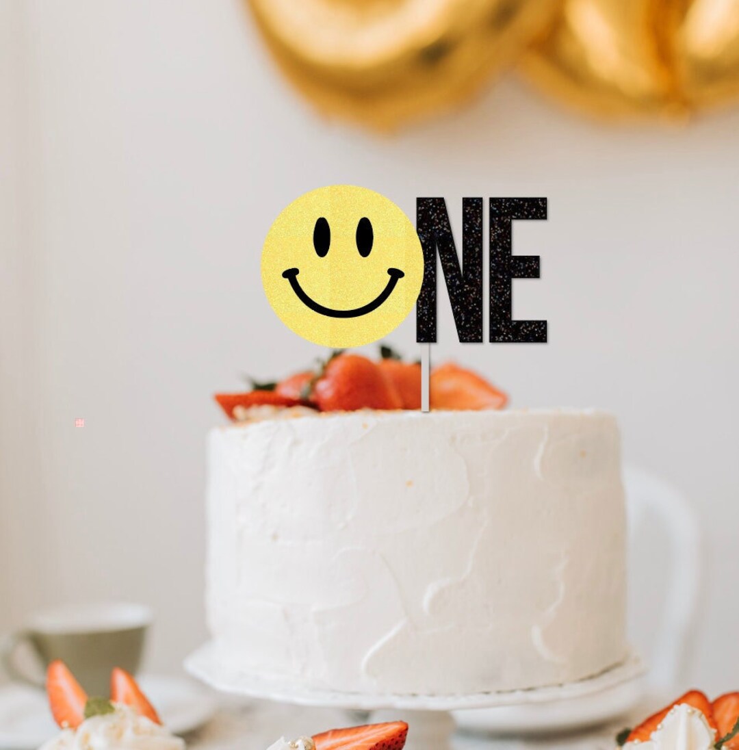 One Smiley Face Birthday Cake Toppers One Groovy Dude Birthday One ...