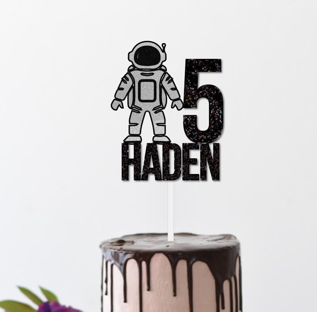 Astronaut Cake Topper Personalized Space Cake Topper Spaceship Cake ...