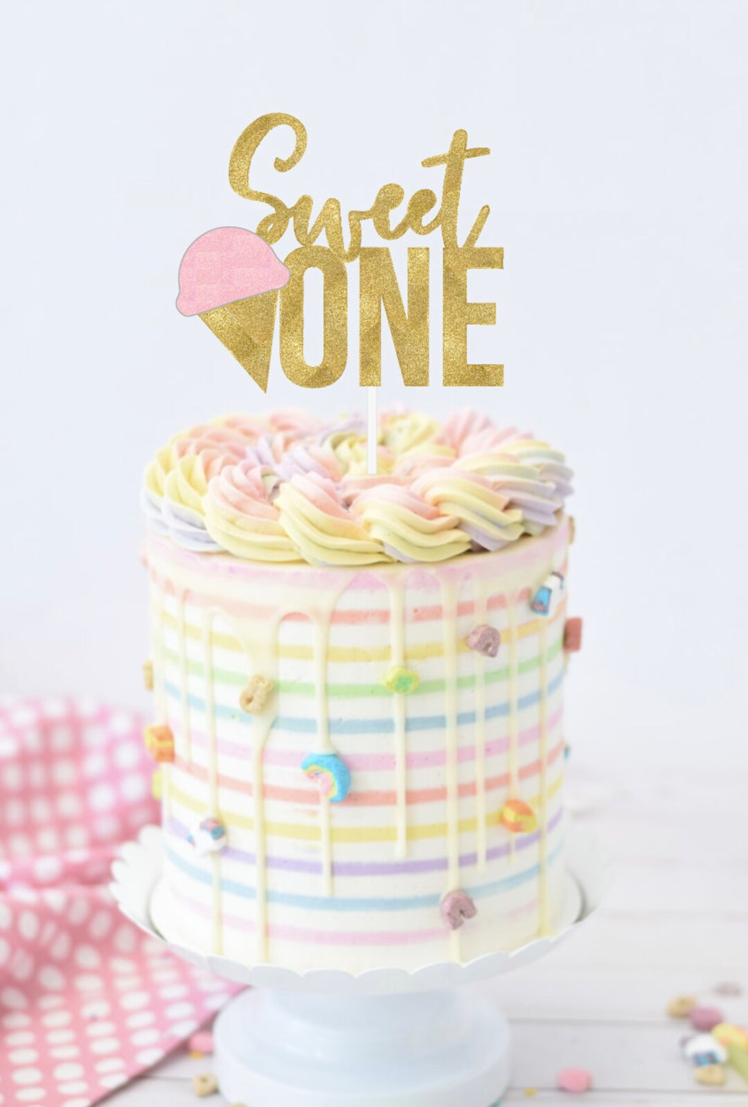 Sweet One Cake Topper 1st Birthday Cake Topper Ice Cream Birthday ...