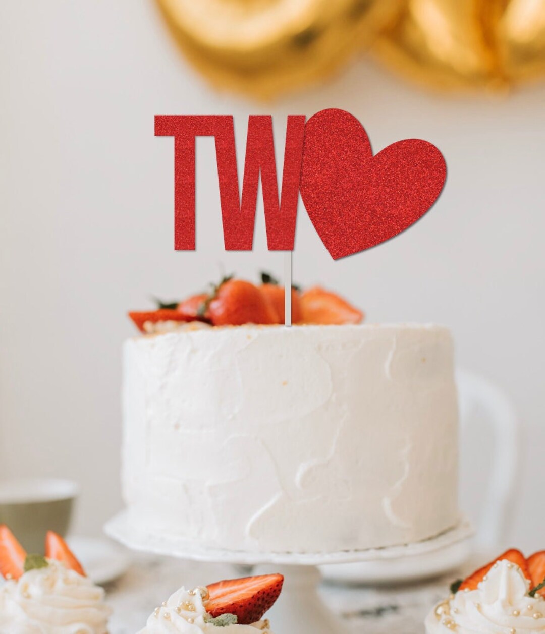 Two Heart Cake Topper | 2nd Birthday, Valentine's Day - Etsy