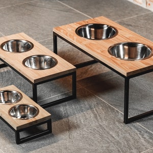 EXTRA LARGE Double Elevated Dog Food Stand 35cm Height BILAR Pet Feeder ...