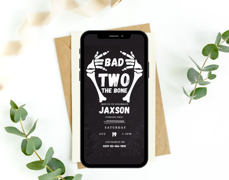 Bad Two the Bone 2nd Birthday Party Digital Invitation - Etsy Hong Kong