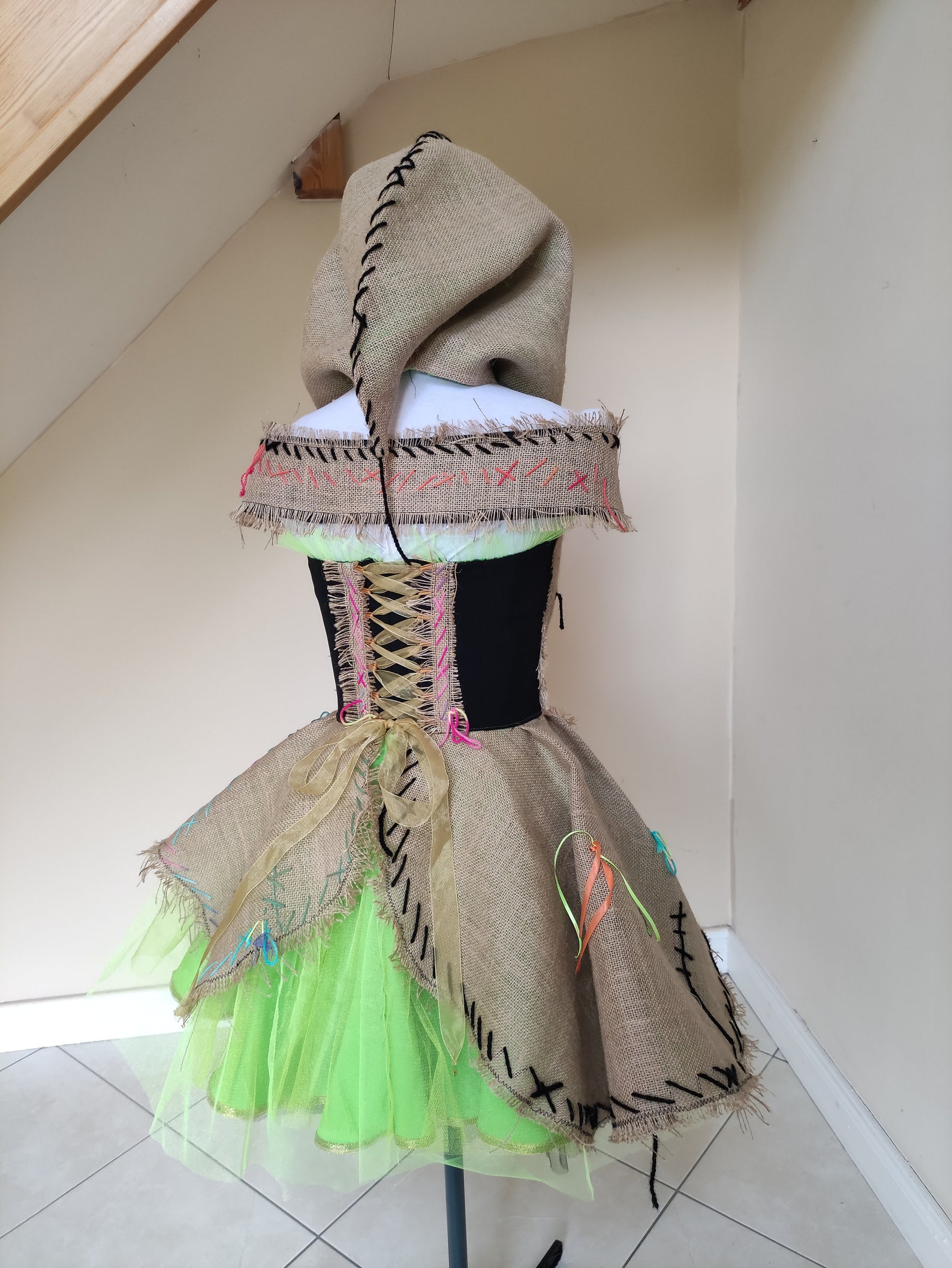 Burlap Halloween Monster Costume,bug Filled Burlap Sack Dress - Etsy