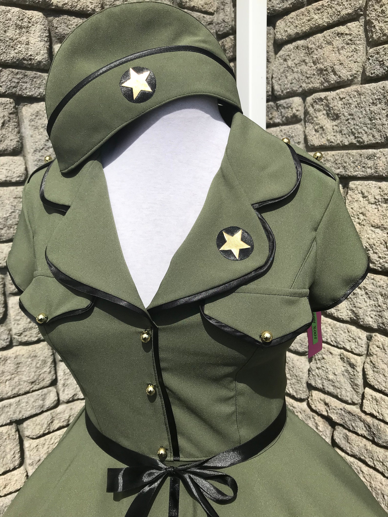 Rockabilly Military Lady Dress With Hatmilitarily Side Cap | Etsy