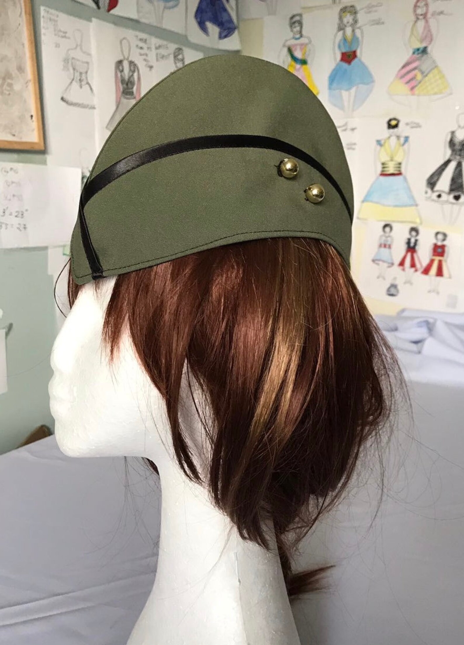 Pinup Military Hat pinup Hat garrison Hatside Cap. - Etsy