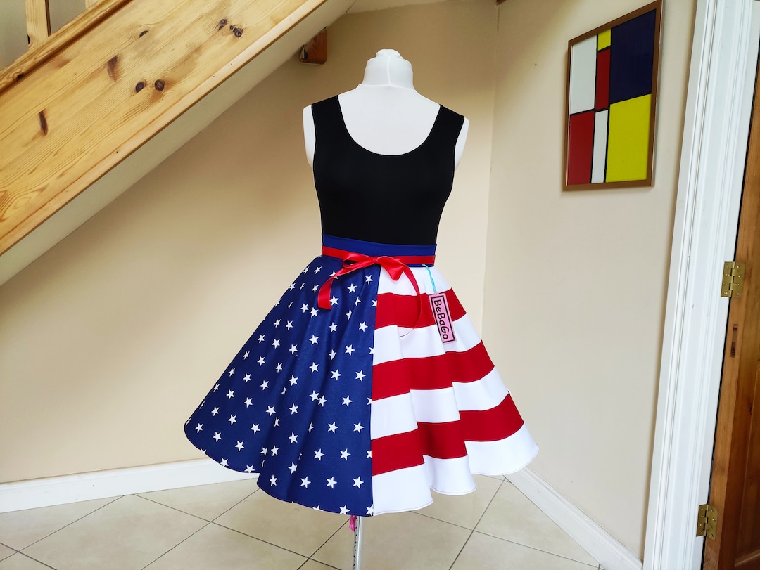 Patriotic Pageant Skirt,usa Skirt American Flag Skater Skirt USO - Etsy