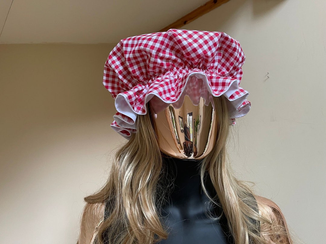 Red Bonnet. Checkered Beret ,theatrical Costume,linen Cooking Cap ...
