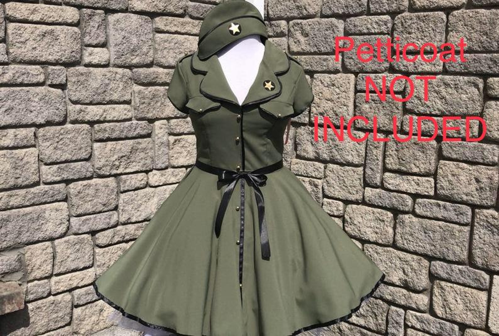 Rockabilly Military Lady Dress With Hat,militarily Side Cap - Etsy