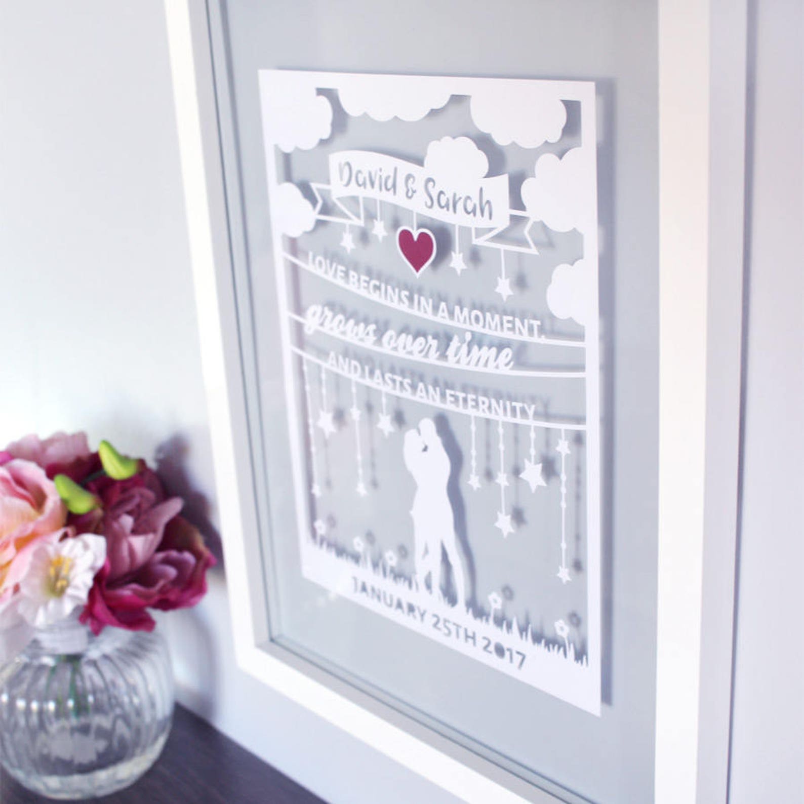 Custom Wedding Frame - Personalized Wedding Frame - Paper Cut Portrait ...