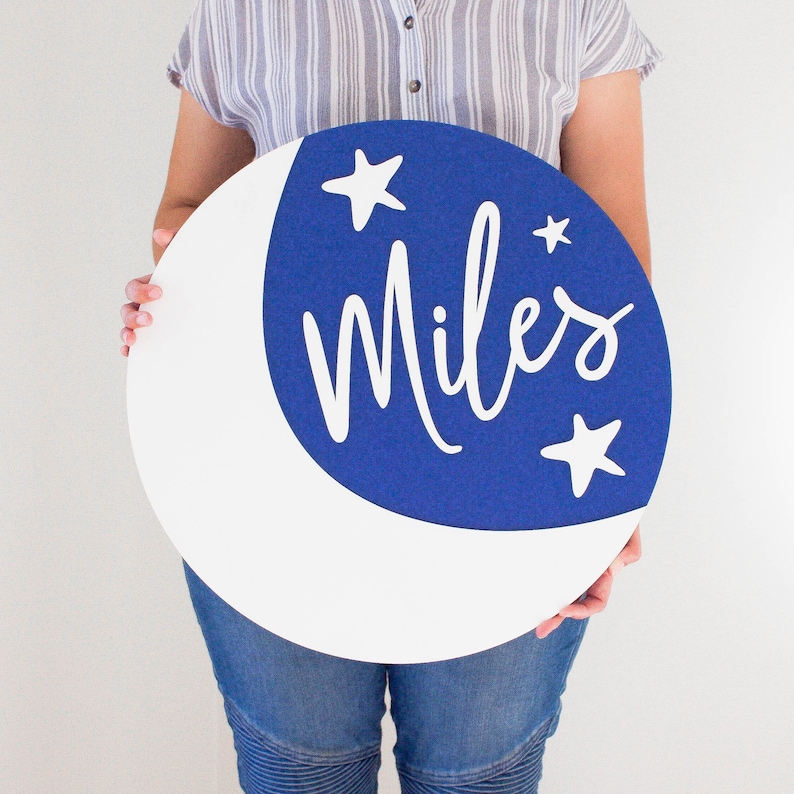 Moon and Stars Nursery - Wooden Name Sign - Nursery Decoration - Custom ...