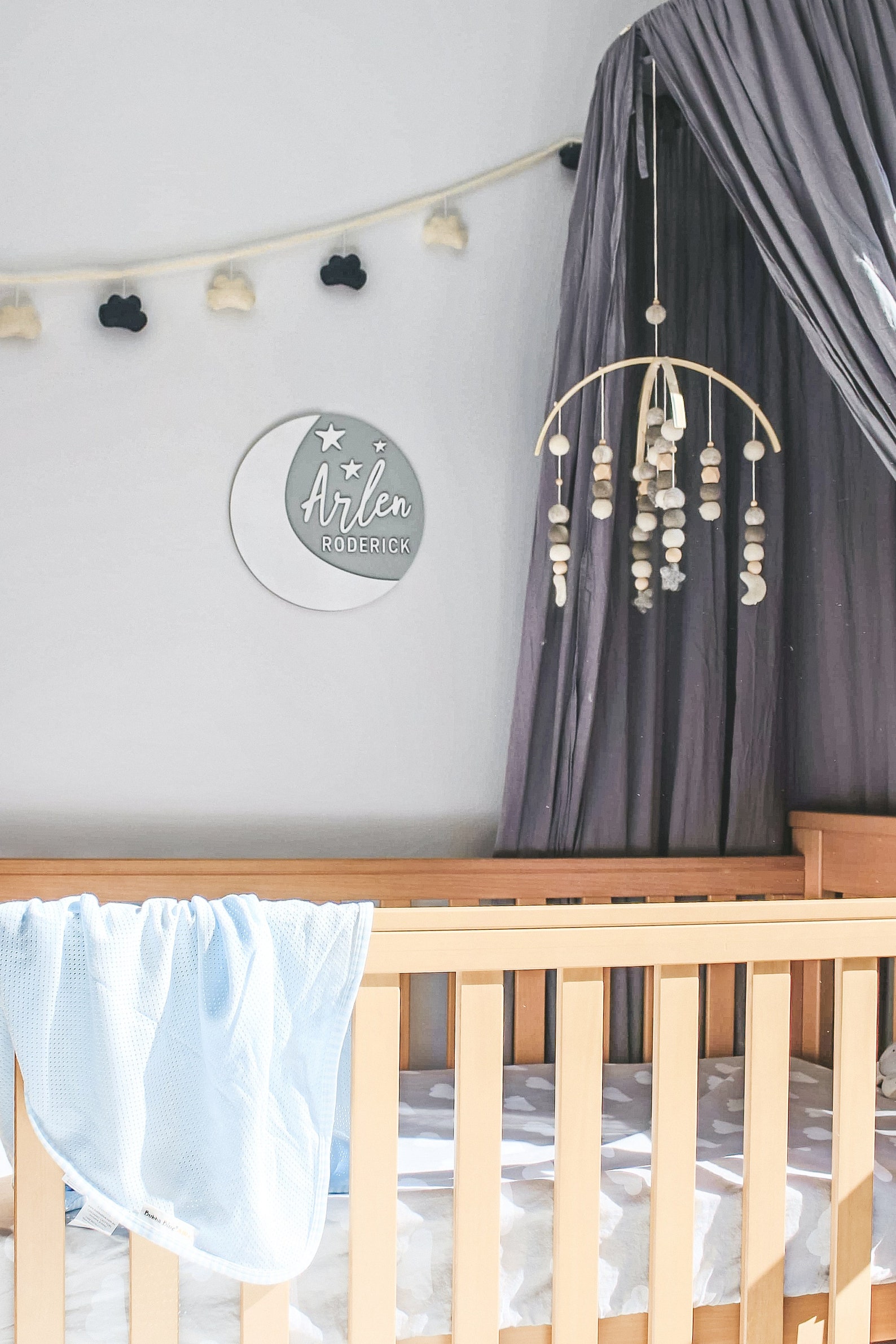 Moon and Stars Nursery - Wooden Name Sign - Nursery Decoration - Custom ...