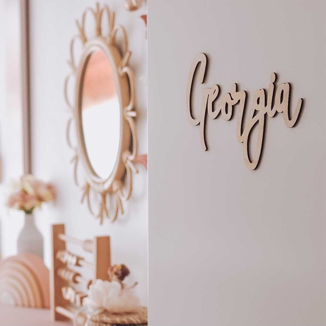 Kids Door Sign - Script Name Plaque - Wood Nursery Name Sign ...