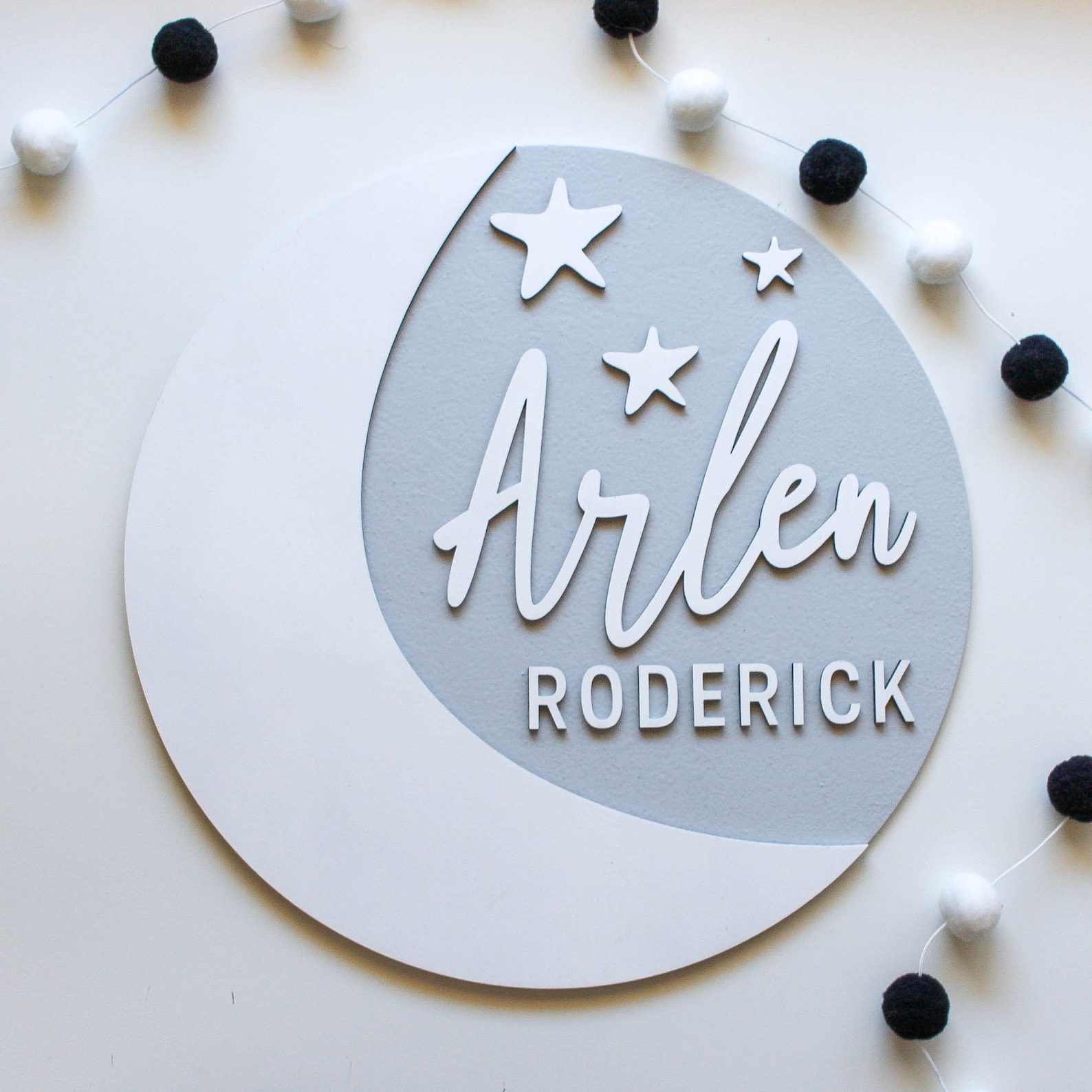Moon and Stars Nursery - Wooden Name Sign - Nursery Decoration - Custom ...