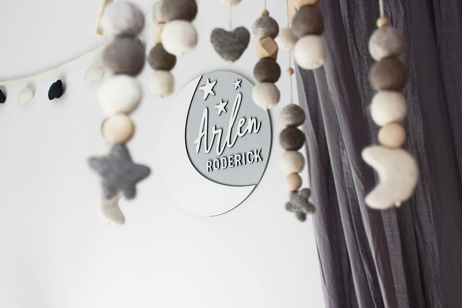 Moon and Stars Nursery - Wooden Name Sign - Nursery Decoration - Custom ...