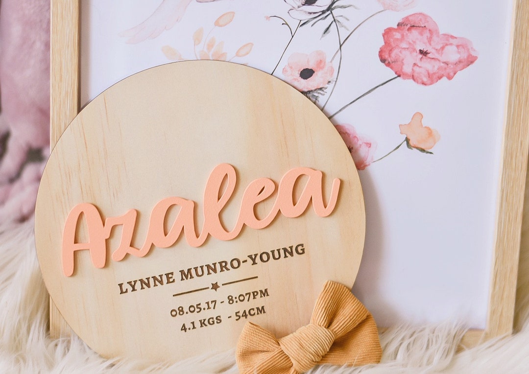 Birth Stats Plaque - Birth Stats Keepsake - Wood Cut Baby Decor - Birth ...