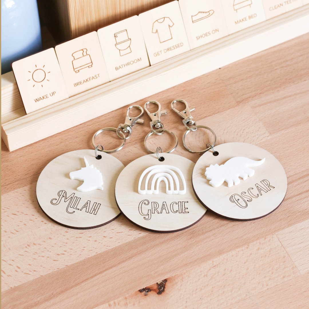 Personalised Bag Tag - Kids Name Tag - Back School Bag Tag - Rainbow ...