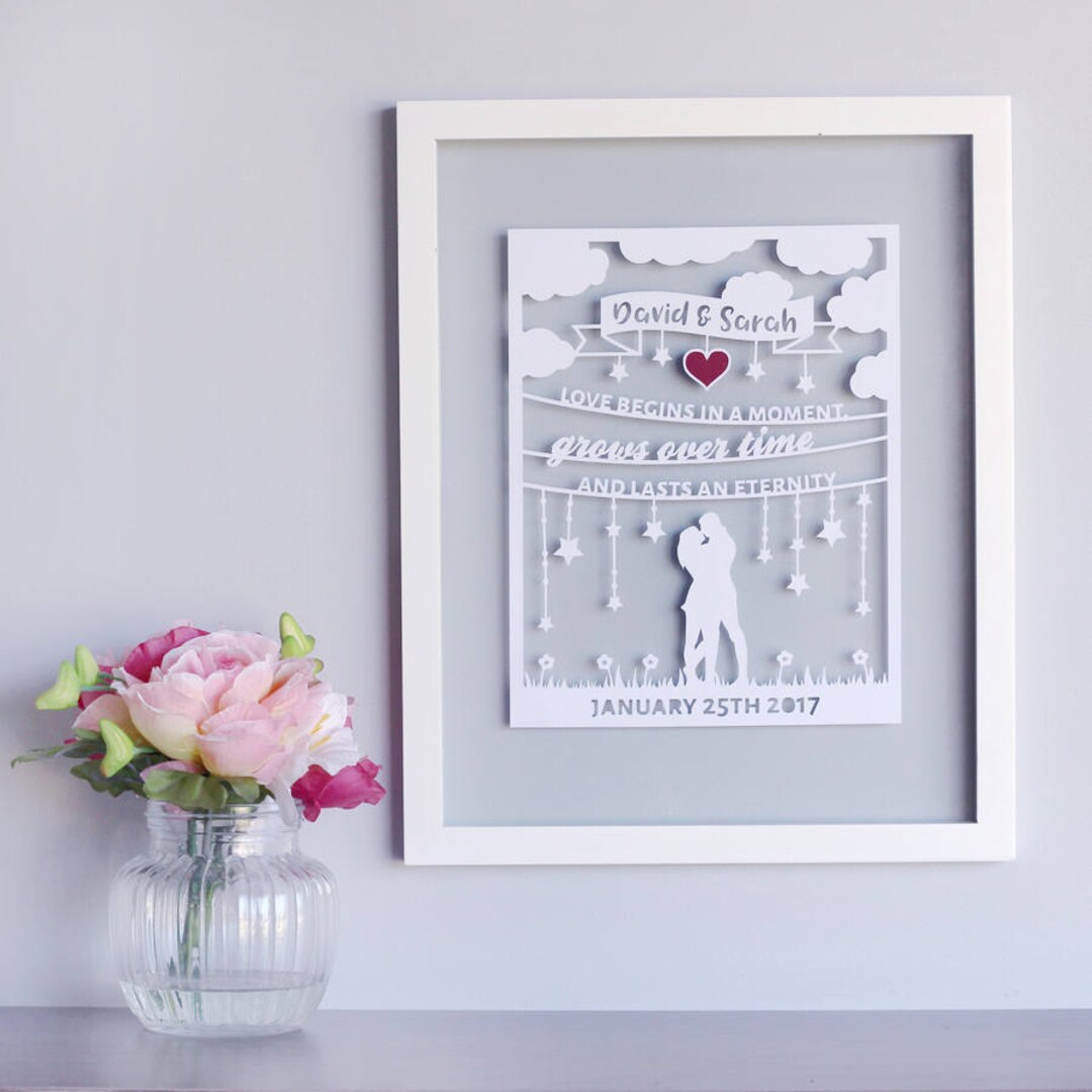 Custom Wedding Frame - Personalized Wedding Frame - Paper Cut Portrait ...
