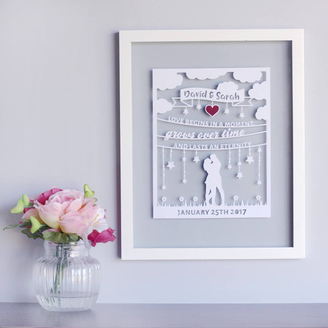 Custom Wedding Frame - Personalized Wedding Frame - Paper Cut Portrait ...