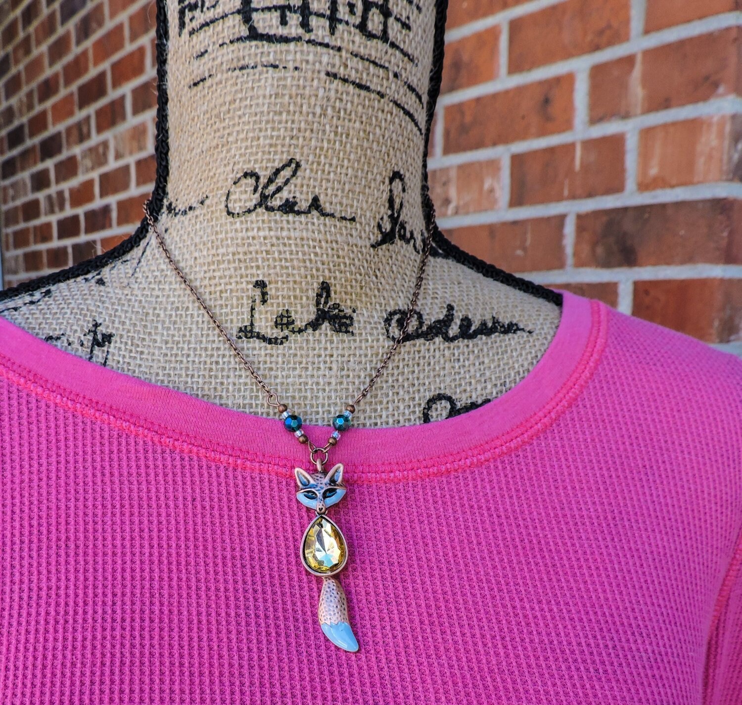 Cooper fox chain necklace | Etsy