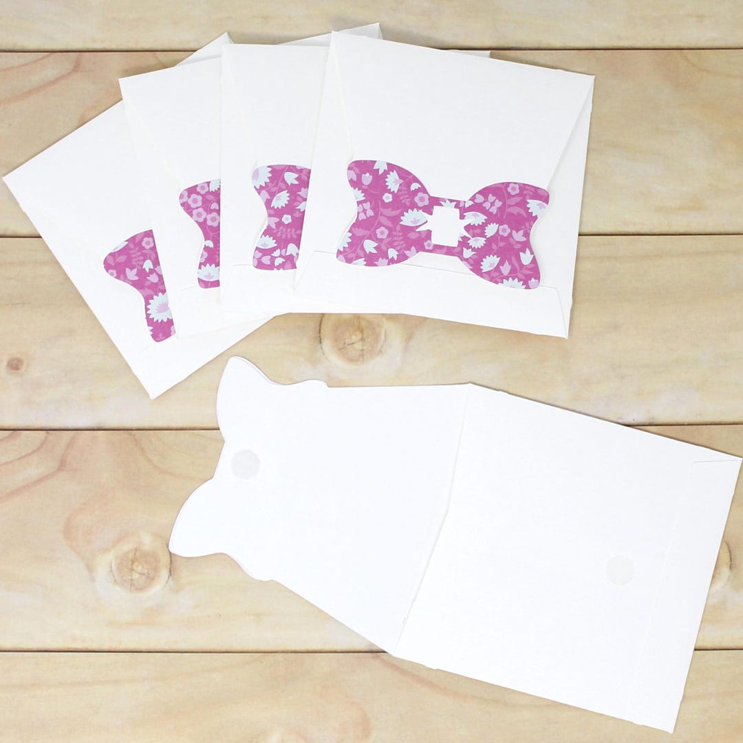 Handmade Pink Bow Envelopes - Set of 5 Square Envelopes With Bow Flap ...