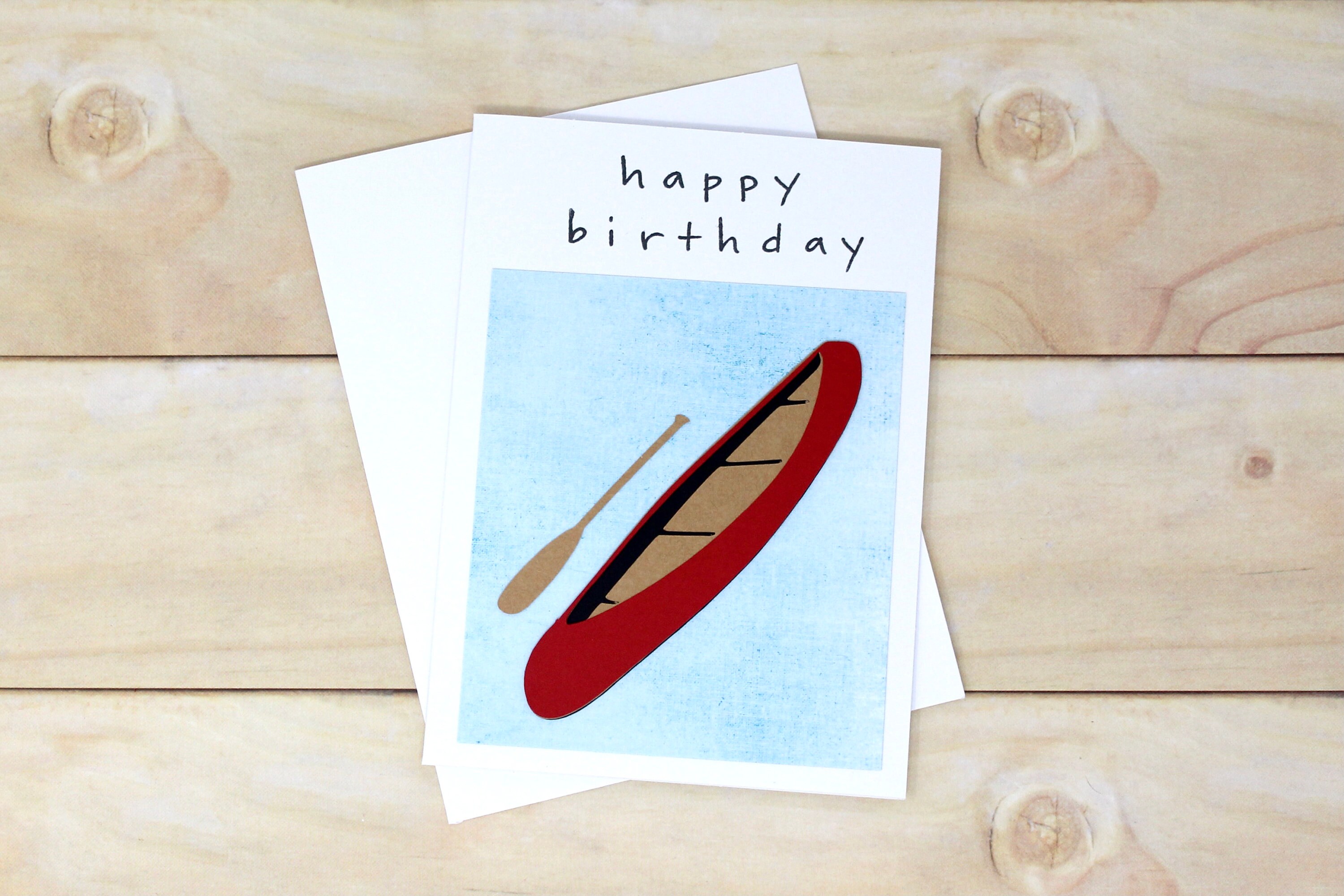 Red Canoe With Paddle Birthday Card Summer Sports Card - Etsy