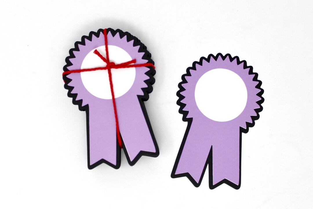 Award Ribbon Embellishments, Set of 25 - Purple, White, and Black ...