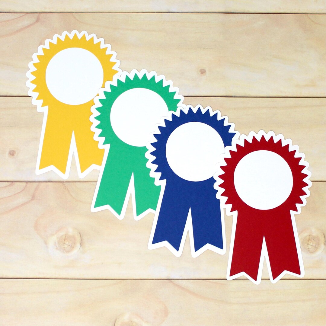 Award Ribbon Embellishments, Set of 30 - Red, Blue, Yellow or Green ...