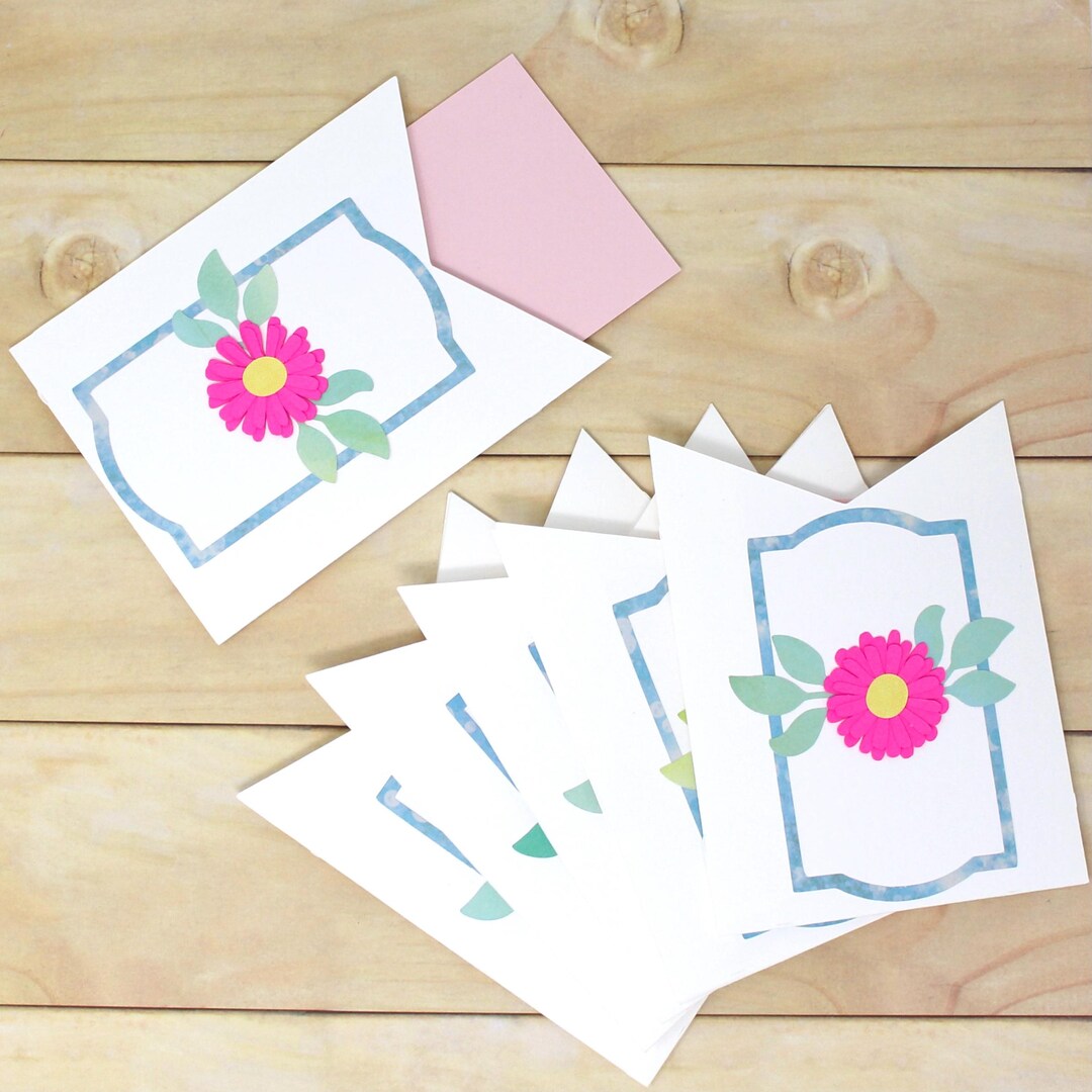 Cute Pink Flower Open Sleeve Envelopes - Set of 6 - Blank Pink ...