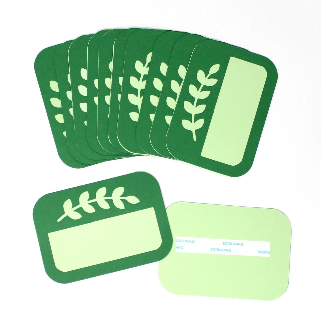 Green Leaf Stick-on Gift Tags Set of 12 Rectangle Tags With Double ...