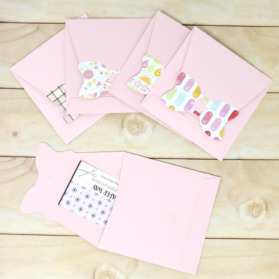 Handmade Light Pink Envelopes - Set of 5 Square Envelopes With Bow Flap ...