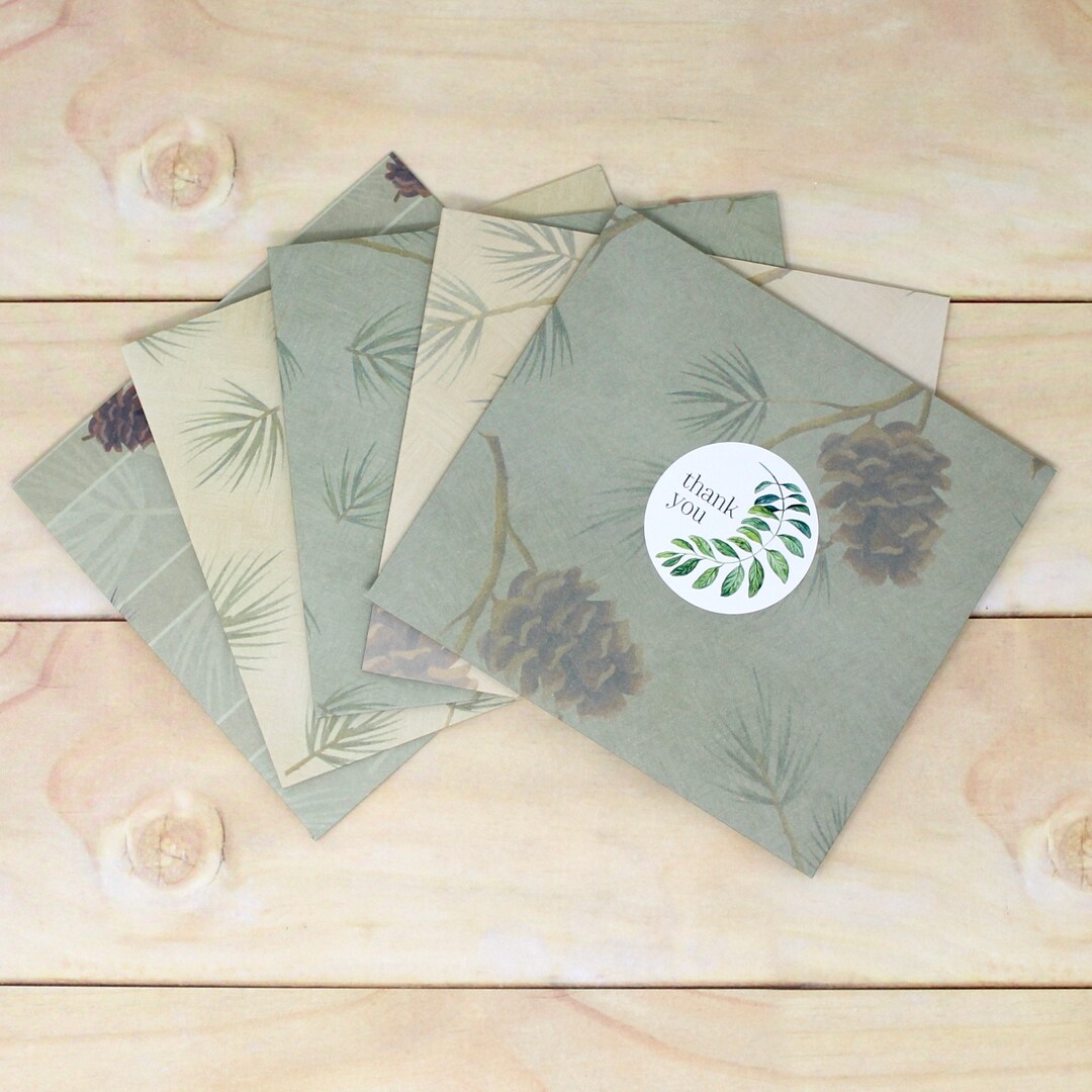 Nature Inspired Thank You Envelopes With Blank Notecard - Set of 5 ...