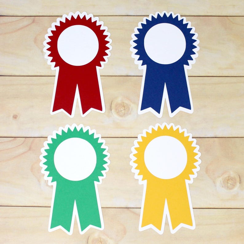 Award Ribbon Embellishments, Set of 15 - Red, Blue, Yellow or Green ...