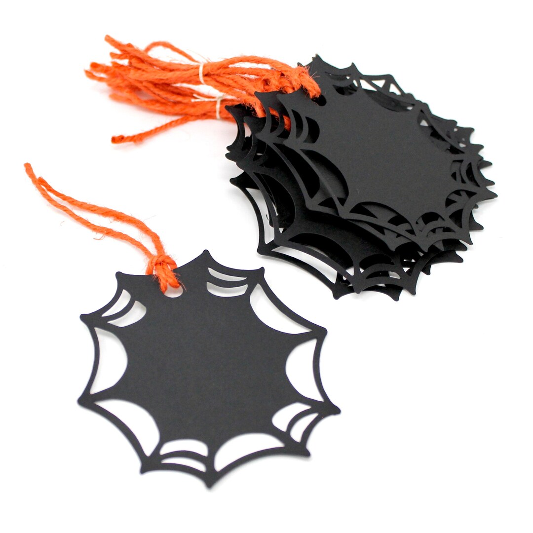 Black Spider Web Gift Tags - Set of 12 - Halloween Party Tags - Black ...