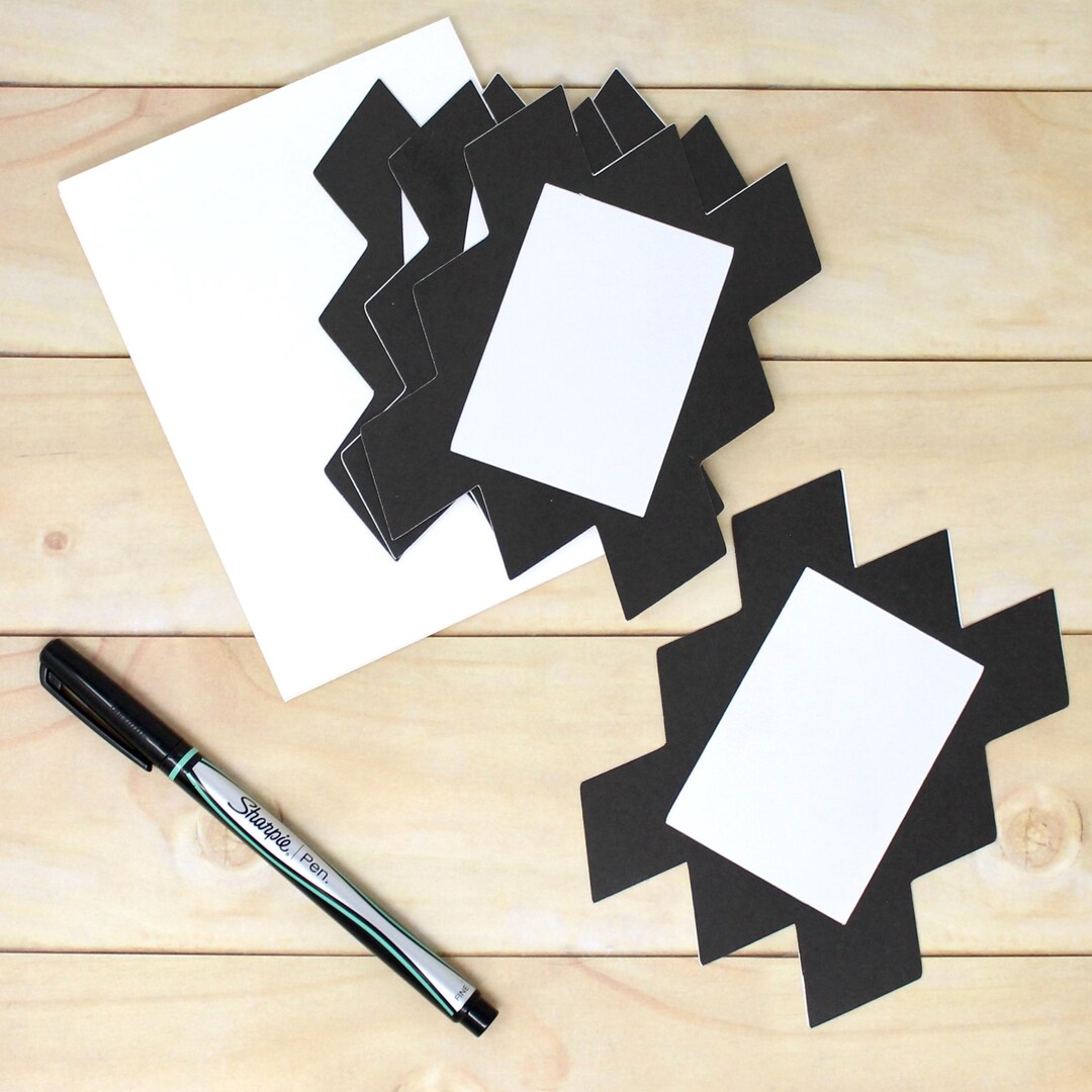 Single Sided Note Cards With Envelopes - Set of 4 - Black and White ...