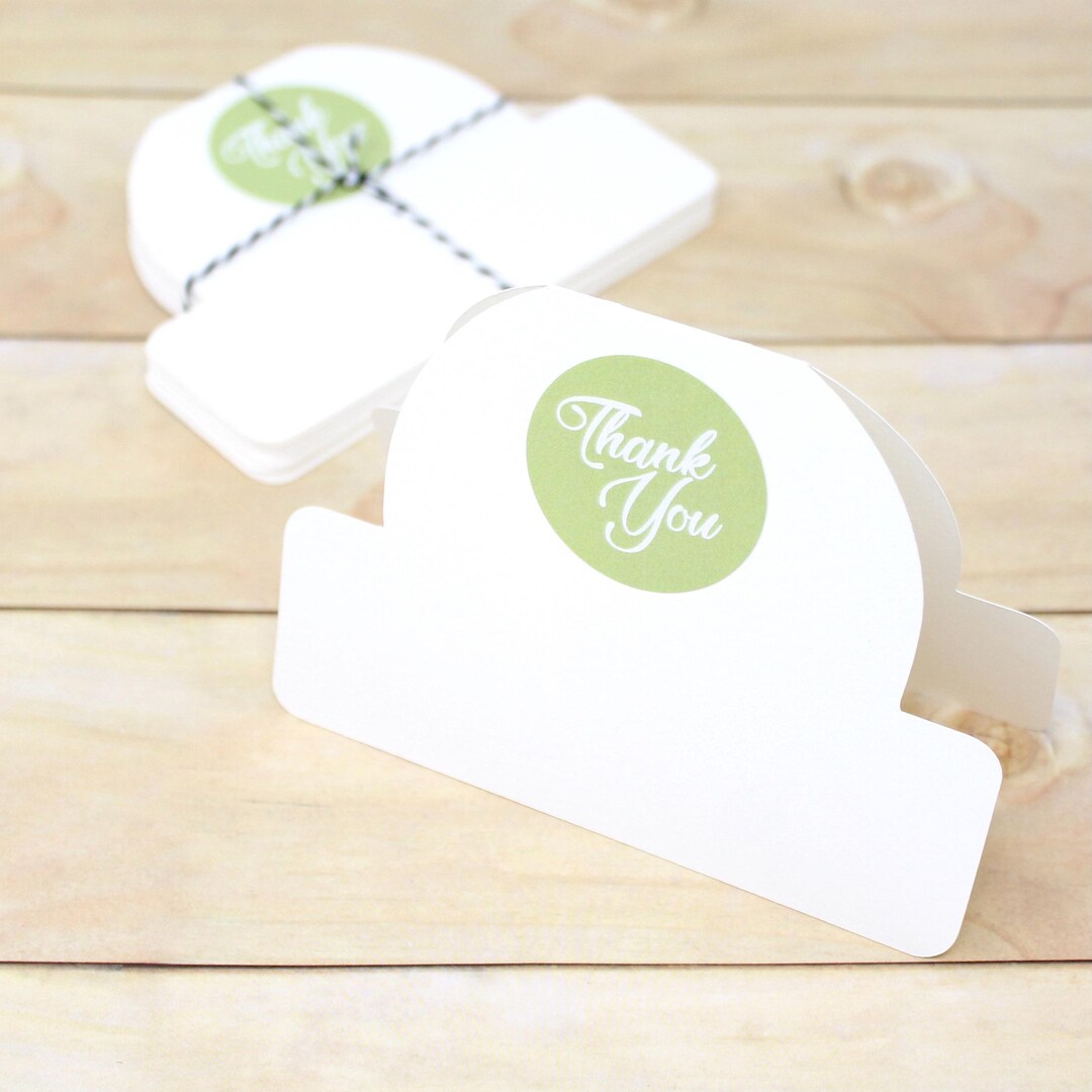 Thank You Note Cards - White and Green - Set of 15 - Small Circular ...