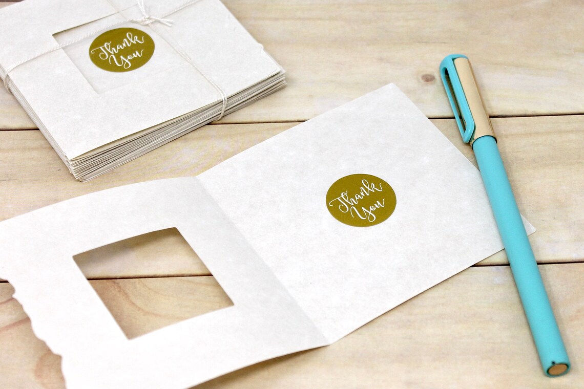 Square Parchment Thank You Cards - Set of 18 - Lightweight Note Cards ...