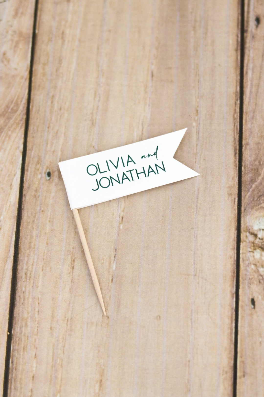 Personalized Forest Green Cupcake Flags: Modern Wedding Decor - Etsy