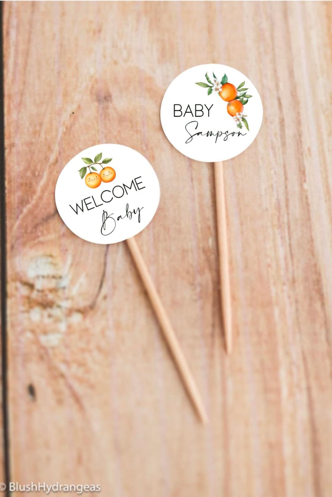 Little Cutie Baby Shower Circle Cupcake Toppers, Round Dot Orange ...