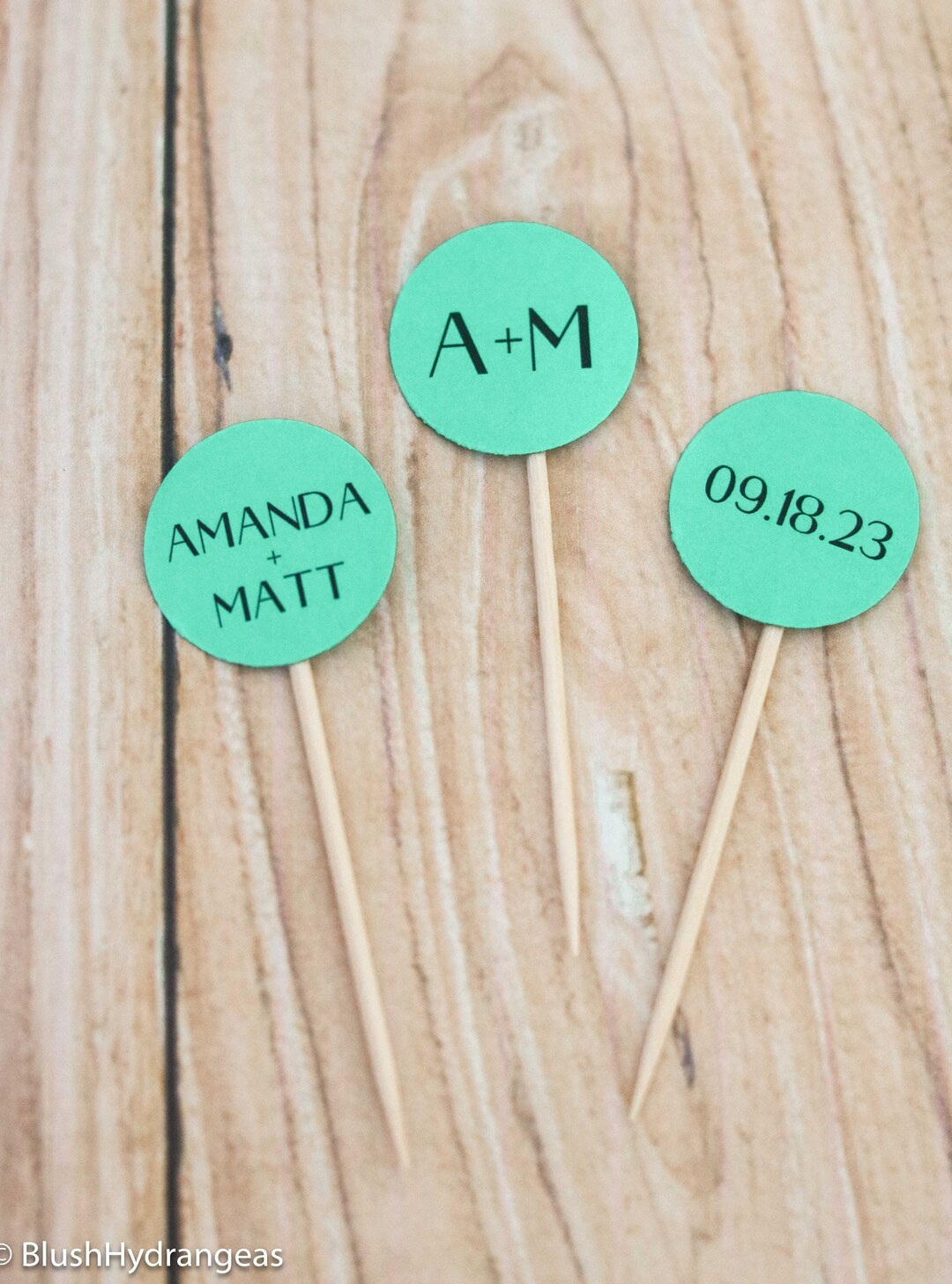 Personalized Circle Cupcake Toppers: Initials & Date, Bridal Shower ...