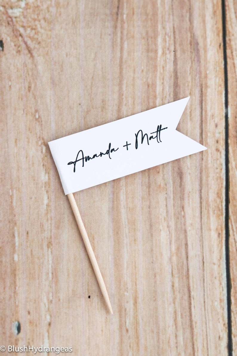 Custom SCRIPT Modern Flags - Minimal Classic Personalized Cupcake Flags ...