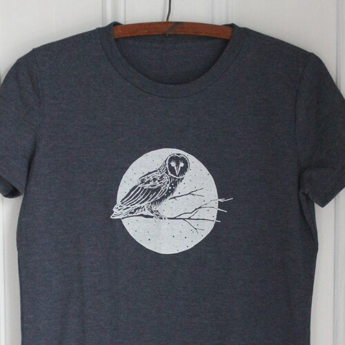 Womens Owl T Shirt Organic Owl Tee Tri-blend Bird - Etsy