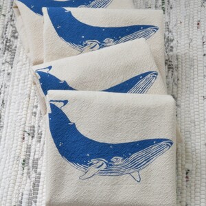 Whale Cloth Napkins - Set of 4 - Organic Cotton - Nautical - Unpaper ...