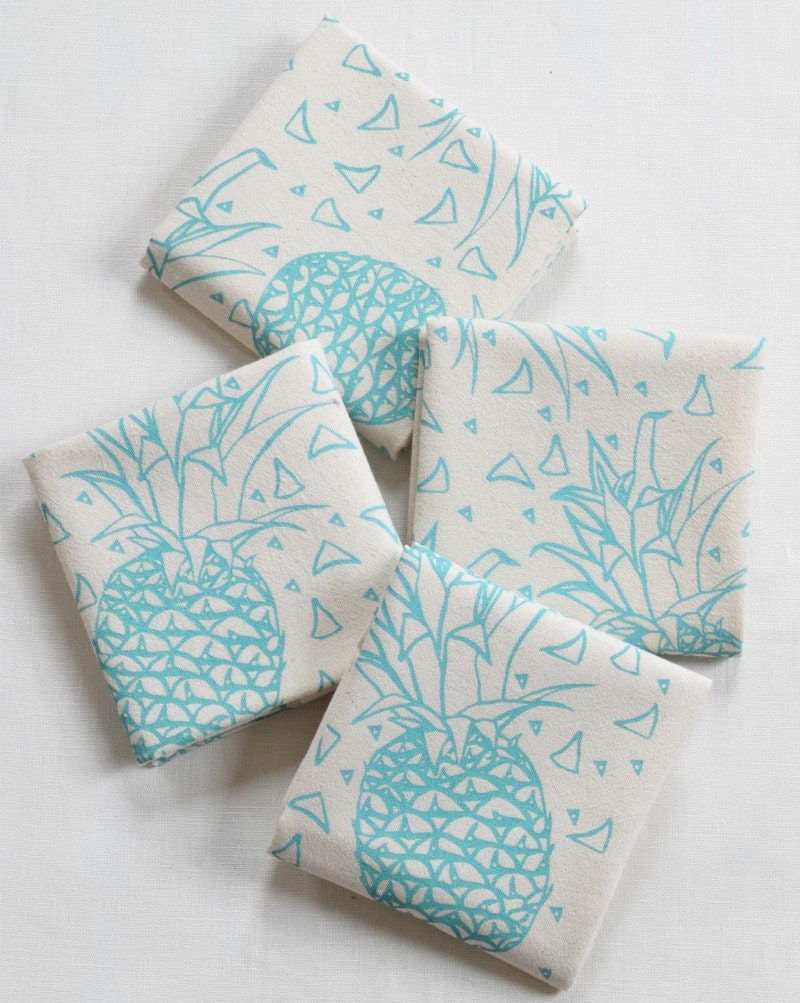 Cloth Napkins Set of 4 Organic Cotton Pineapples | Etsy