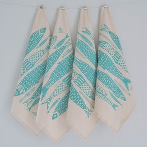Sardine Print Napkins - Set of 4 - Organic Cotton - Tablescape - Cloth ...