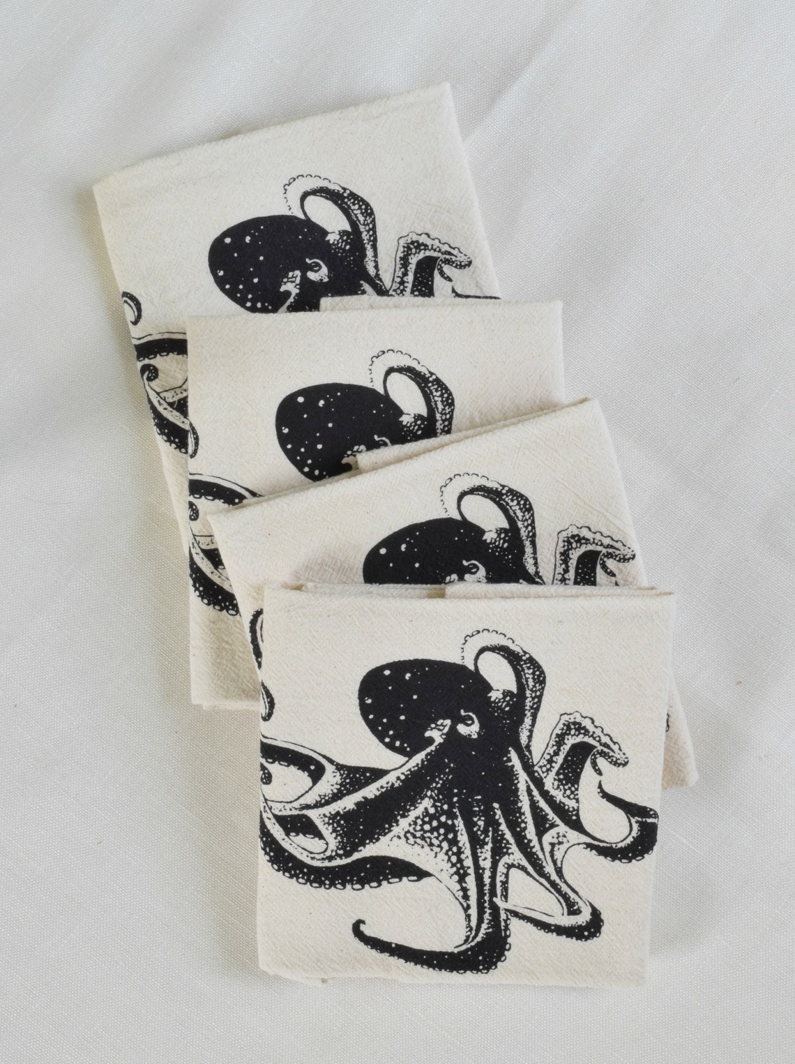 Octopus Napkins Set of 4 100% Organic Cotton Nautical Animal Print ...