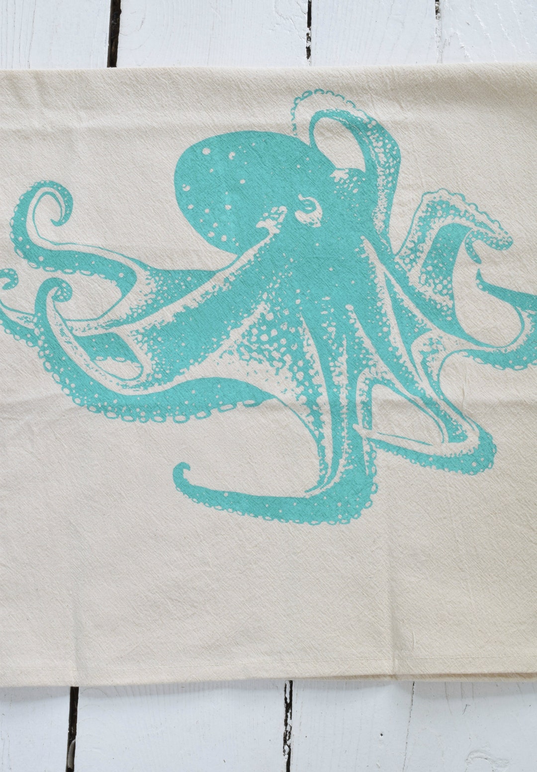 Octopus Tea Towel - Organic Cotton - Flour Sack Towel - Screen Printed ...