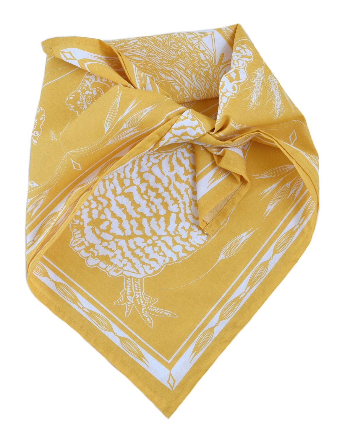 Yellow Chicken Bandana: Hand Screen Printed Farm Animal Handkerchief ...