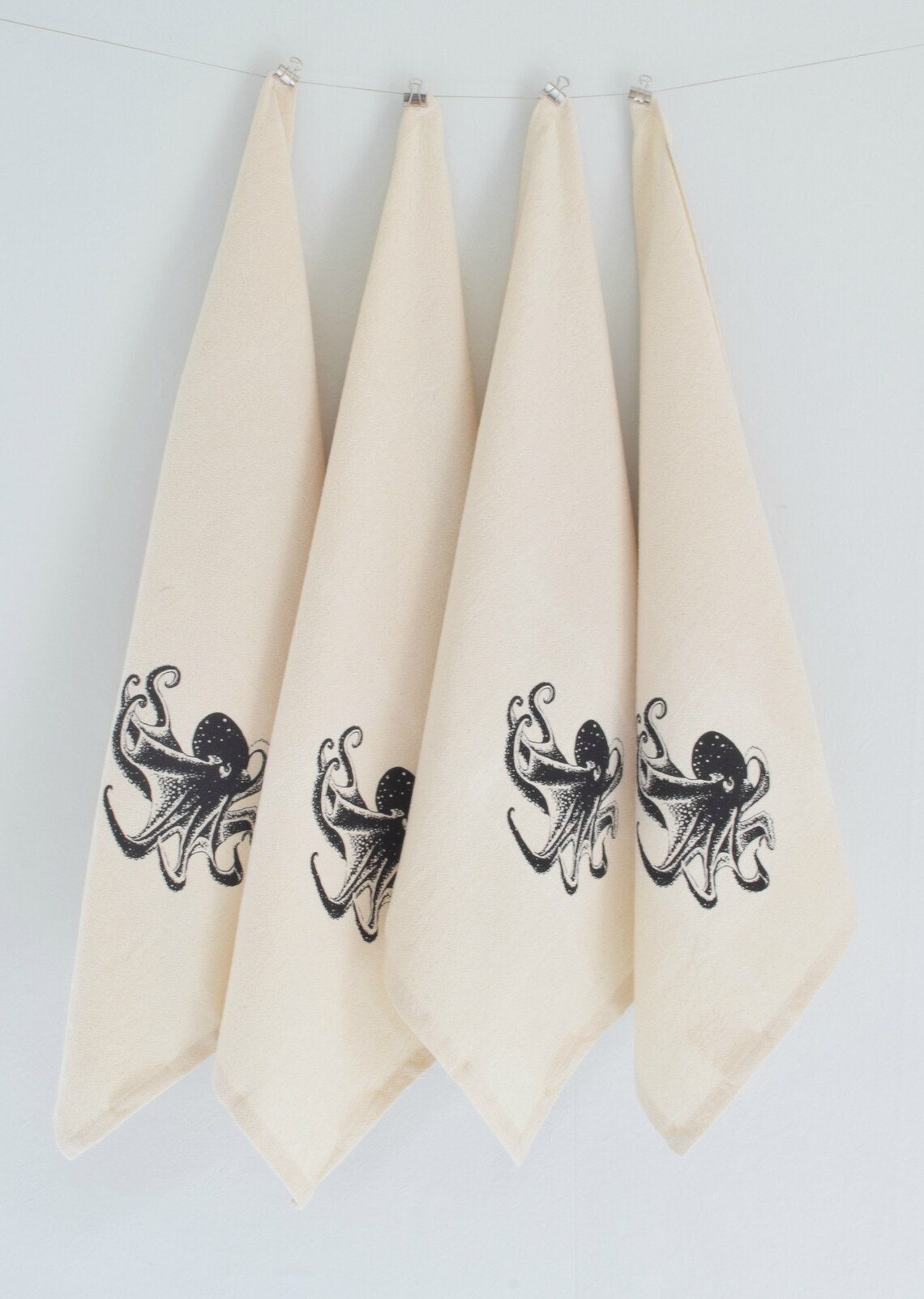 Octopus Napkins Set of 4 100% Organic Cotton Nautical Animal Print ...