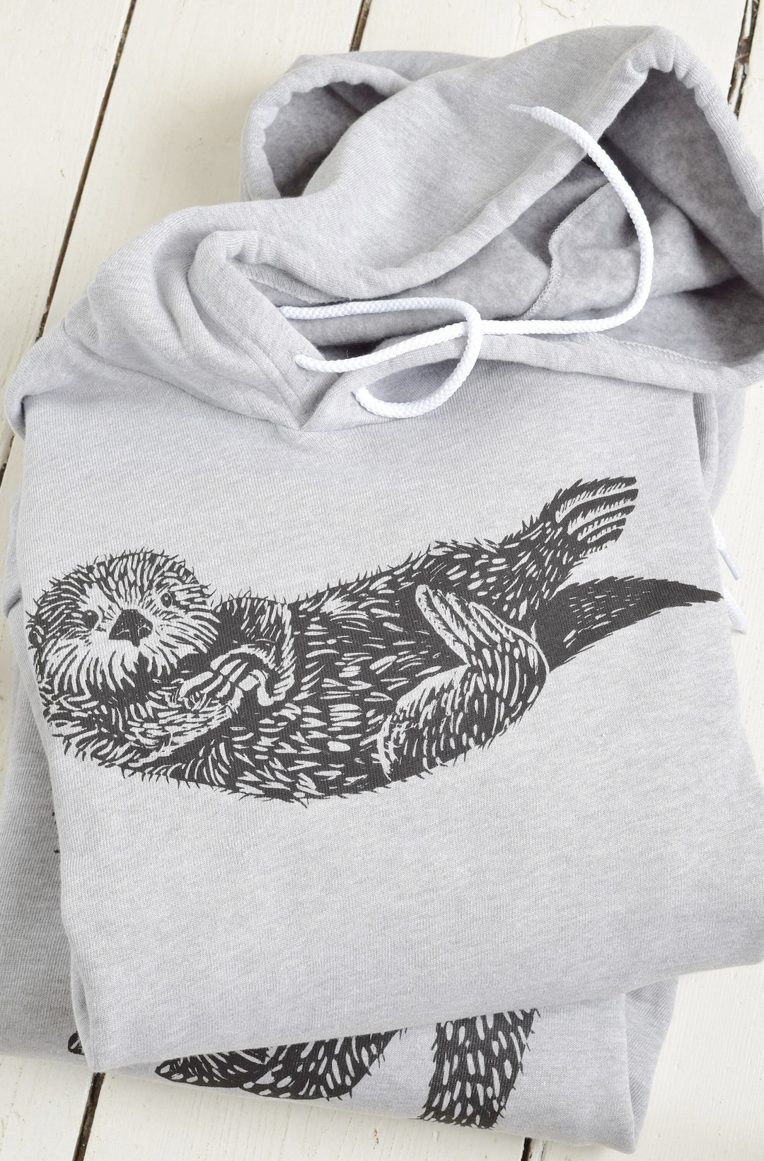 Otter Hoodie - Unisex Adult Sweatshirt - Animal Print - Pullover Hoodie ...