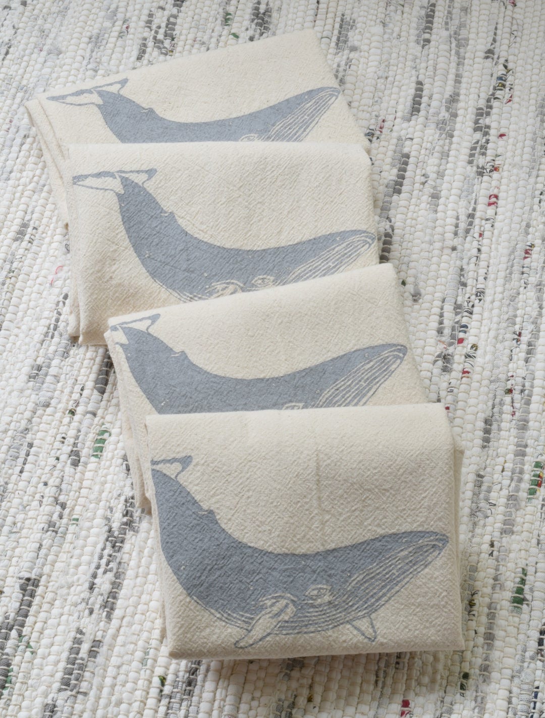 Whale Napkins Set of 4 100% Organic Cotton Grey Humpback Print Table ...